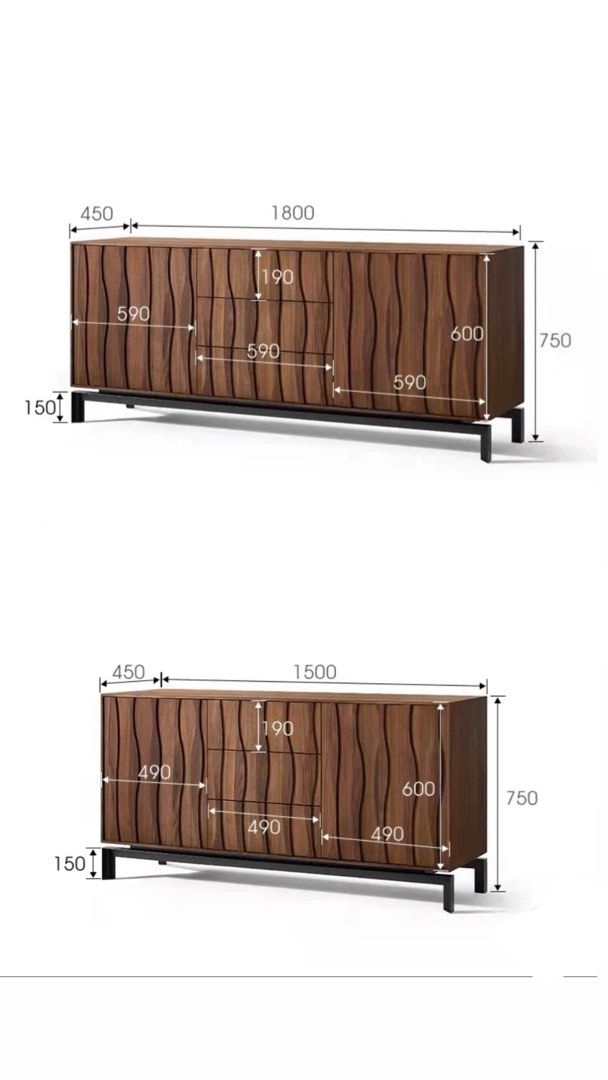 RAINE Rustic Walnut Sideboard, Furniture & Home Living, Furniture, Tables & Sets on Carousell