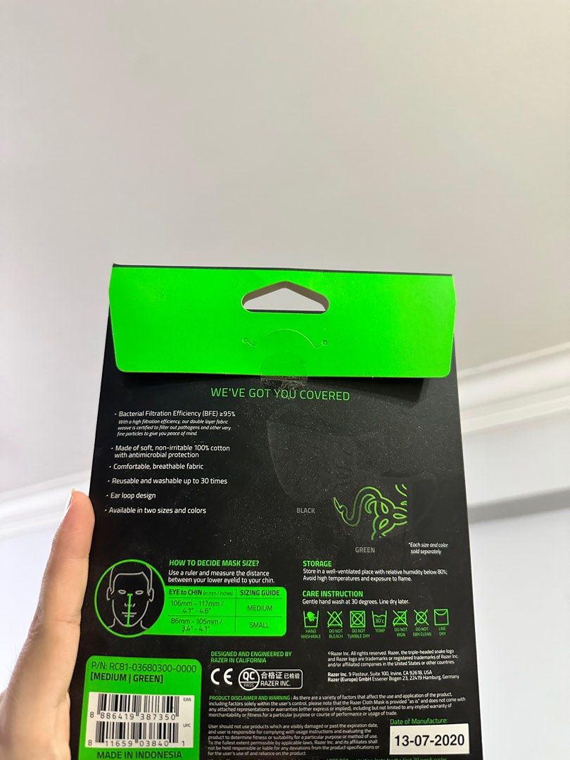 Razer Cloth Mask, Health & Nutrition, Face Masks & Face Shields on ...