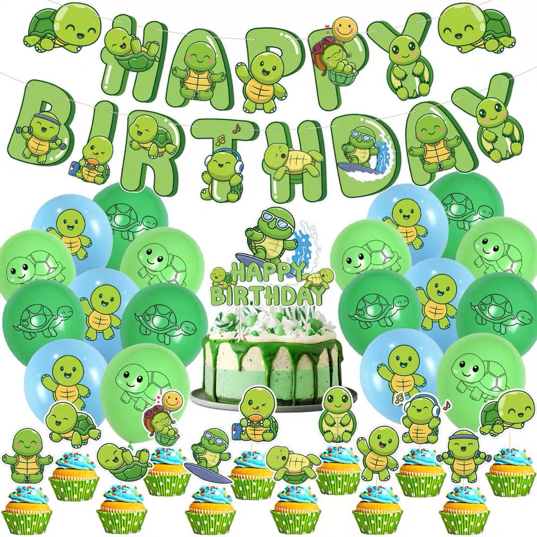[Ready Stock] New Arrival ~ Cute Turtles |Tortoise Theme Happy Birthday Party decorations Set ...