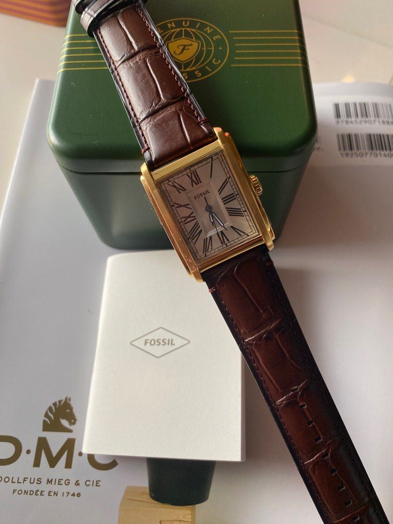 Fossil Carraway Three-Hand Brown Croco Leather Watch (30mm) FS6011, Men ...