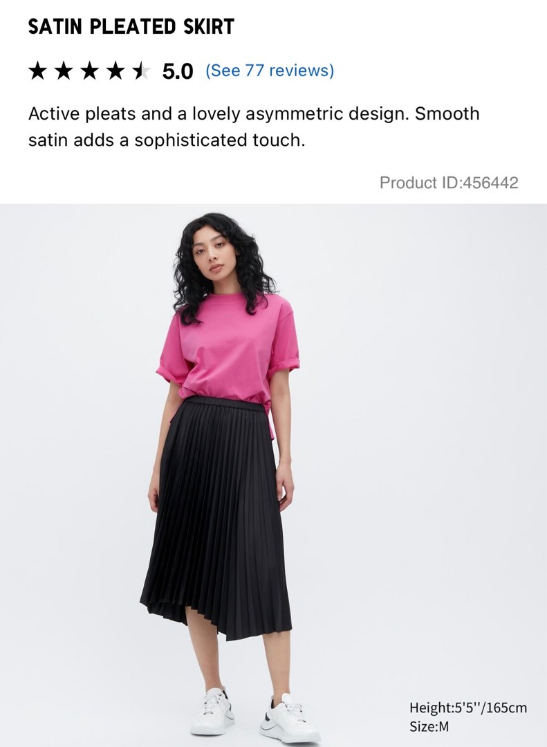 Satin Pleated Skirt Uniqlo - rok uniqlo, Fesyen Wanita, Pakaian Wanita ...