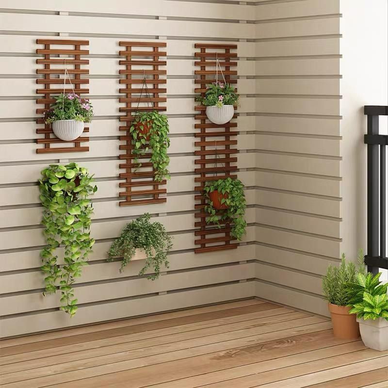 [SG SELLER] Wooden Hanging Plant Rack Wall Mount Planter Stand Frame ...