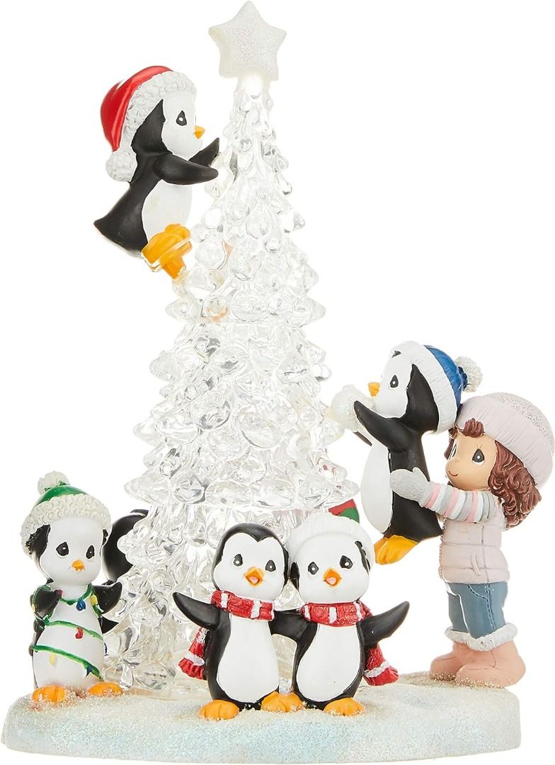 TP-Precious Moments Tree-mendous Fun Girl With Penguins LED Lighted ...