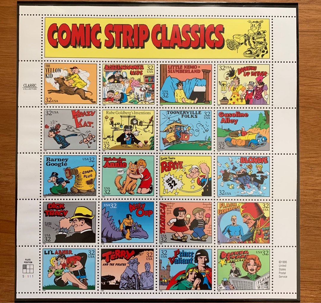 USA 1995 classic comics series all the old time - full sheet of 20 ...