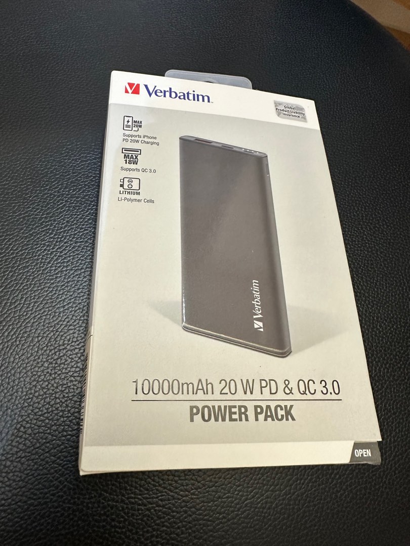 Verbatim. 流動充電器 10000mAh 20 W PD & QC 3, 手提電話, 電話及其他裝置配件, 電池及充電器 ...