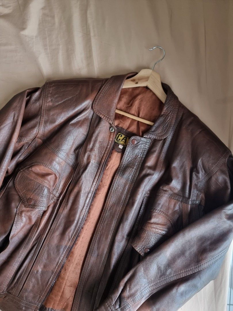 VINTAGE 90s LEATHER JACKET, Men's Fashion, Coats, Jackets and Outerwear ...