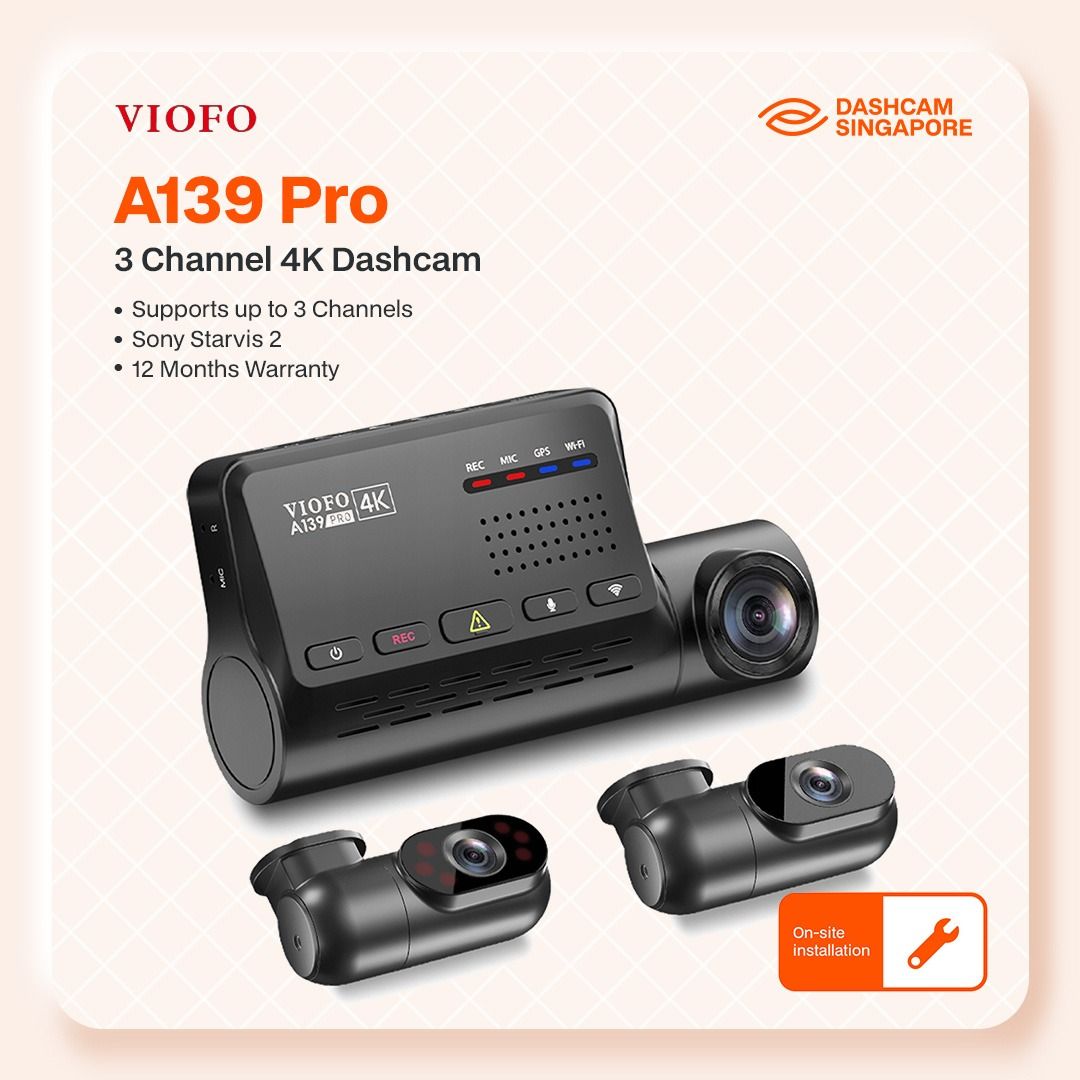 Viofo A139 Pro | 3 Channel Dashcam | Front, Rear & Interior facing Car ...