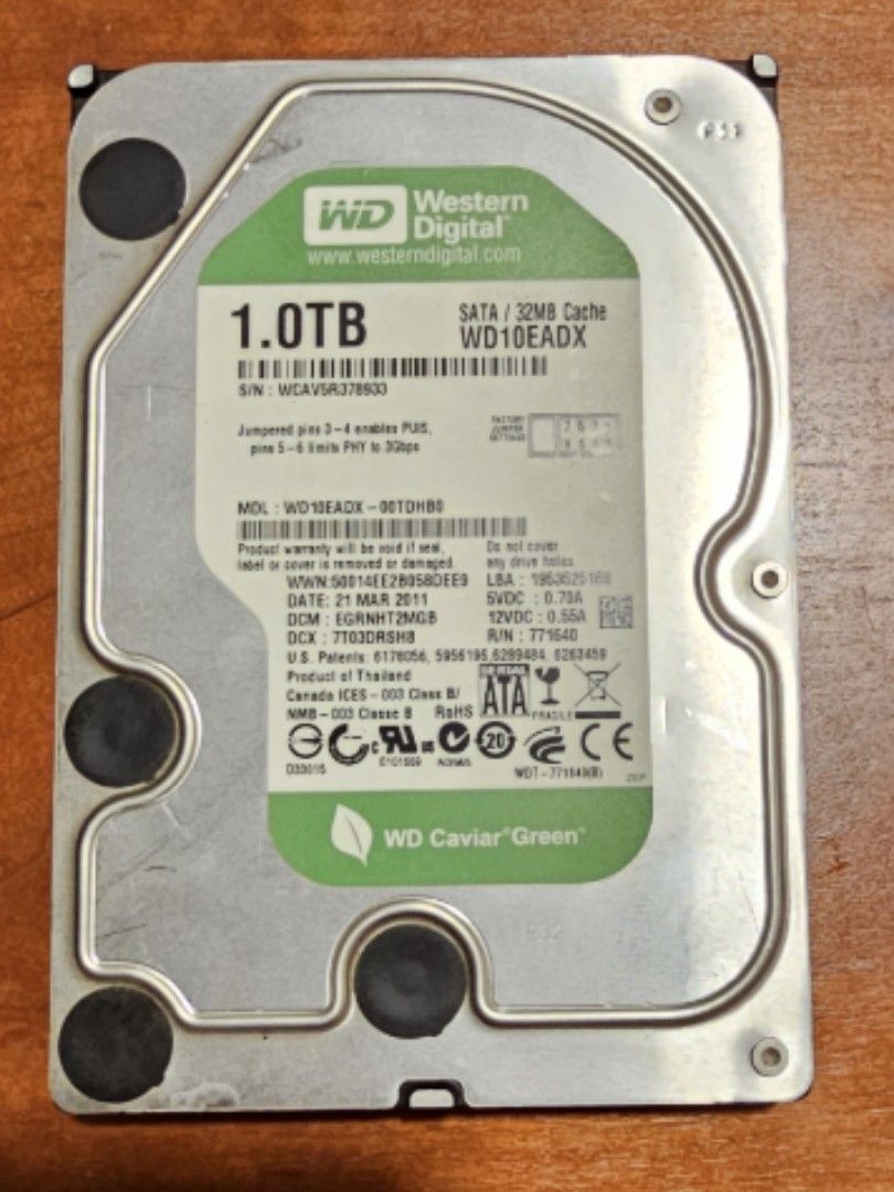 Four Western Digital Hard Drives, 電腦＆科技, 電腦周邊及配件, 硬碟及儲存器 - Carousell