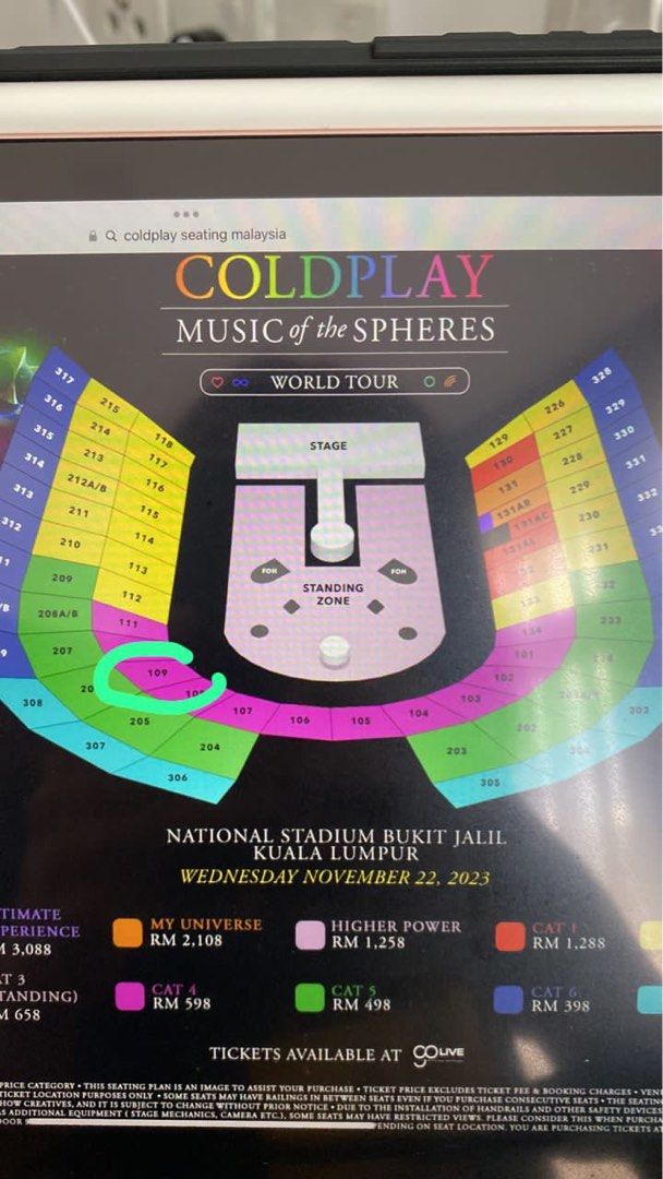 WTS COLDPLAY TICKET IN KL CAT 4 - 1 ticket, Tickets & Vouchers, Event ...