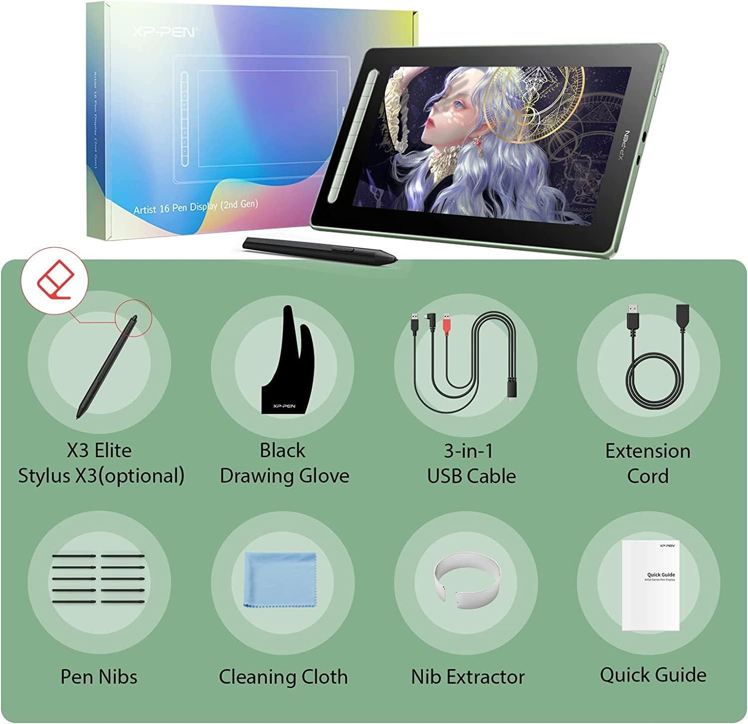 XP-PEN Artist16_2nd 16-inch Drawing Pen Display Graphics Monitor Full ...