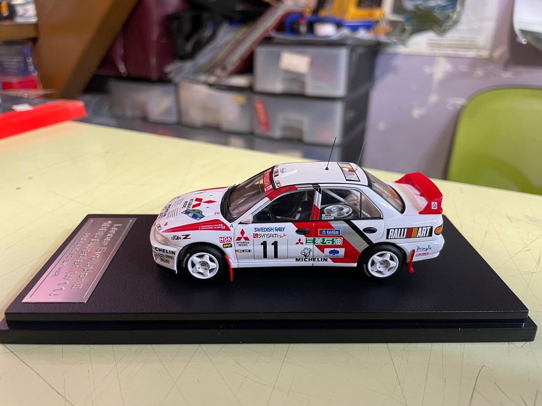 1/43 Hpi Lancer Evolution II 1995 Swedish rally model car, 興趣及遊戲, 玩具 ...