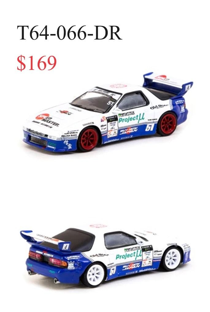 1/64 TARMAC Pandem Mazda RX-7 FC3S Drift (T64-066-DR)/ VERTEX Toyota Mark II JZX100 (T64G-024-GR ...