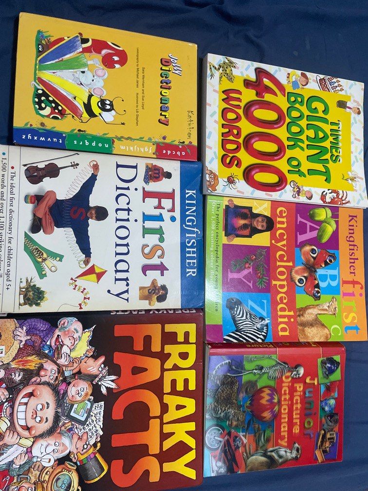 1. Freaky facts 2.first dictionary. 3.jolly dictionary. 4. Times giant book of 4000 words. 5 ...