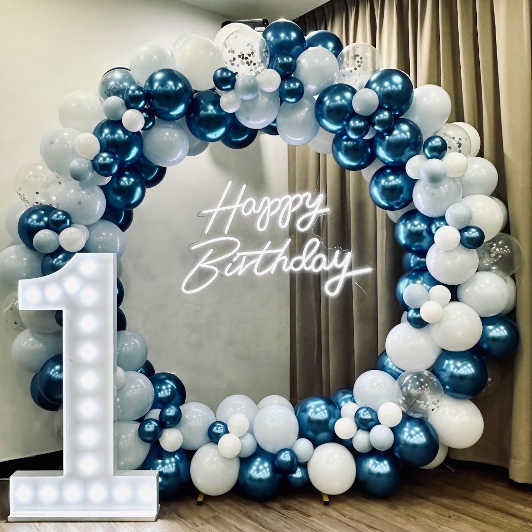 1st Birthday Blue Theme Balloon Garland, Hobbies & Toys, Stationery ...