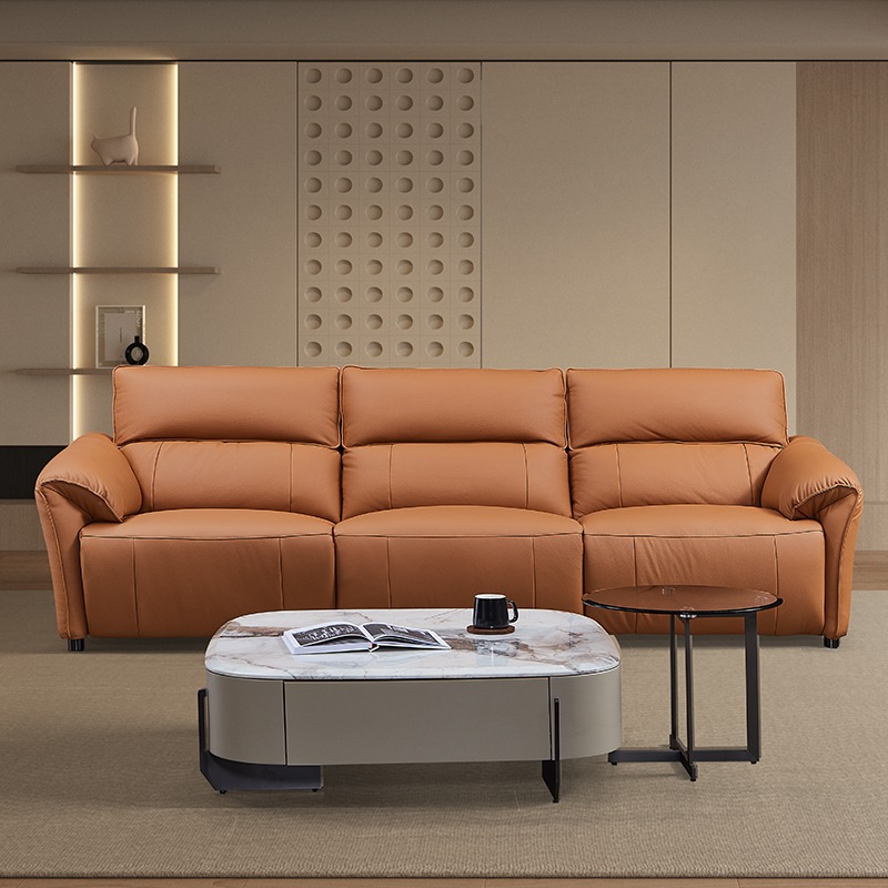 HF 257cm Nice Genuine Leather Sofa Recliner Sofa Living Room Sofa High ...