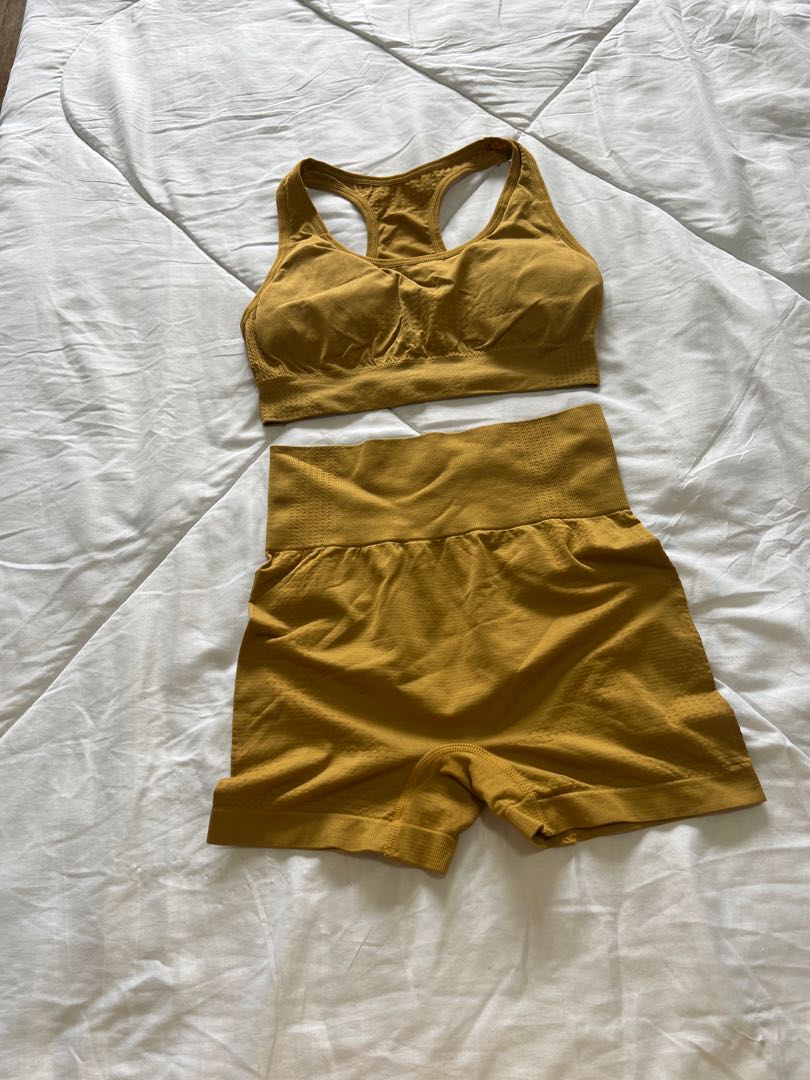 Active/Gym Wear in Mustard Yellow, Women's Fashion, Activewear on Carousell