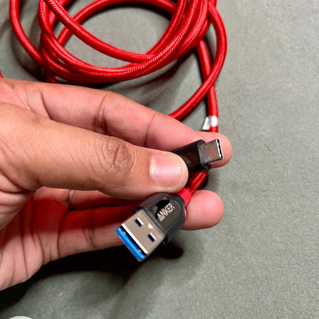 ANKER TYPE C BLOOD RED BRAIDED CABLE, Mobile Phones & Gadgets, Mobile ...