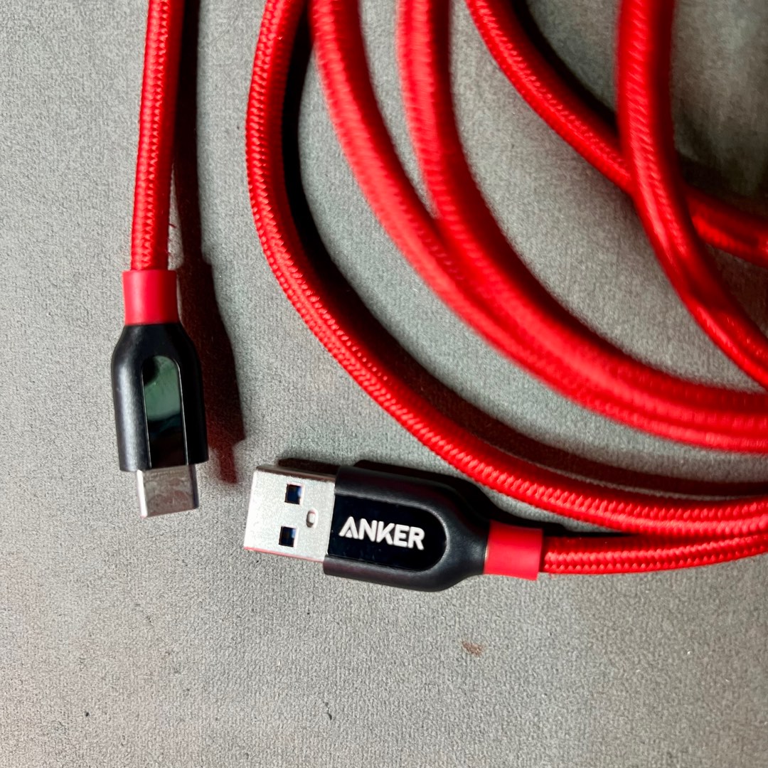 ANKER TYPE C BLOOD RED BRAIDED CABLE, Mobile Phones & Gadgets, Mobile ...