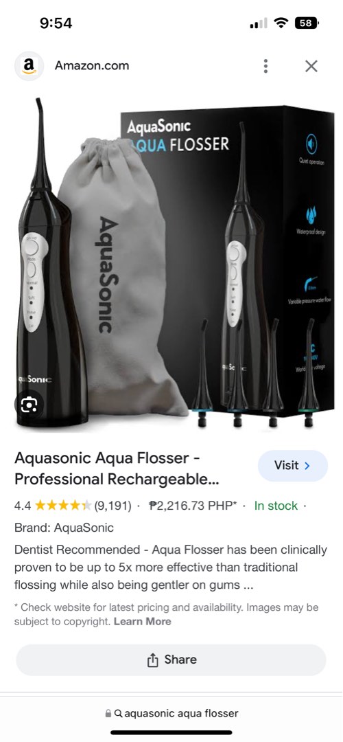 Aquasonic Aqua Flosser, Beauty & Personal Care, Oral Care on Carousell