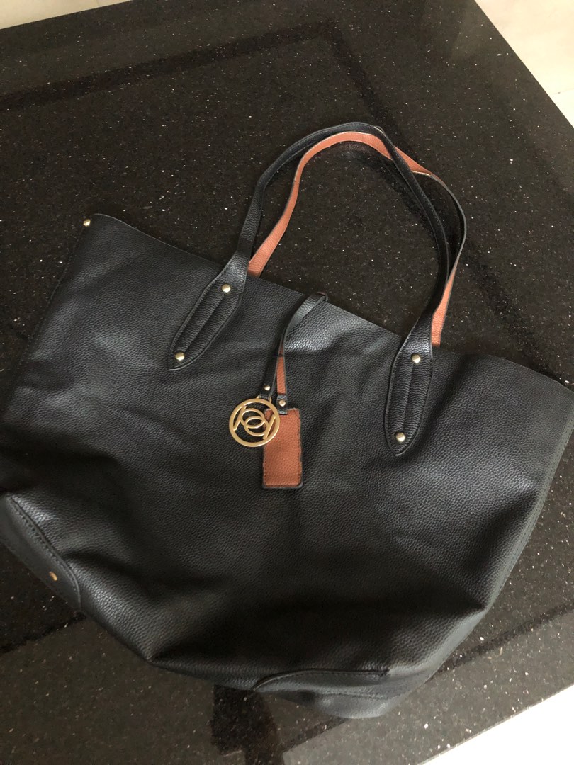 Bebe Los Angeles Black Leather Tote Bag, Women's Fashion, Bags ...