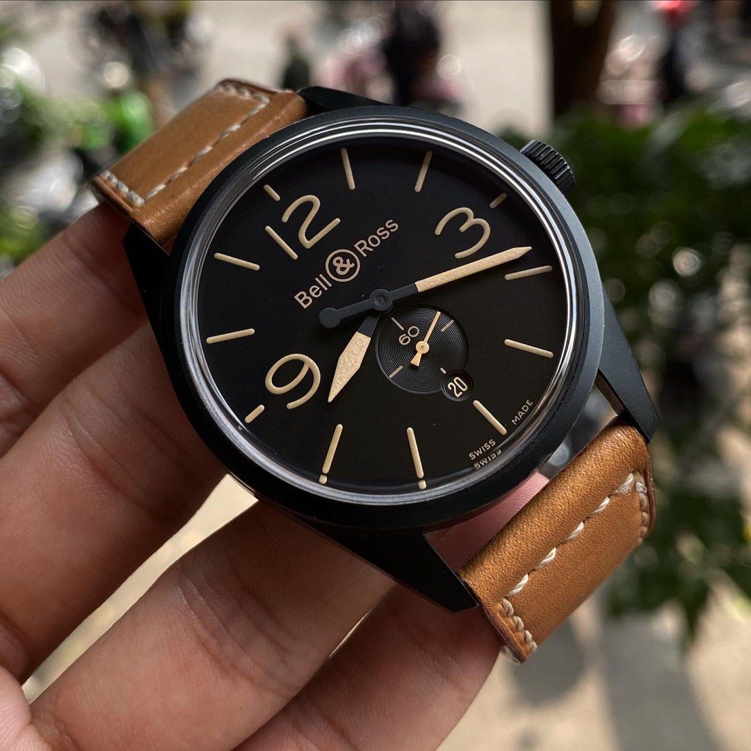 Bell & Ross Vintage BR123-95-SC Automatic 41mm, Fesyen Pria, Jam Tangan ...