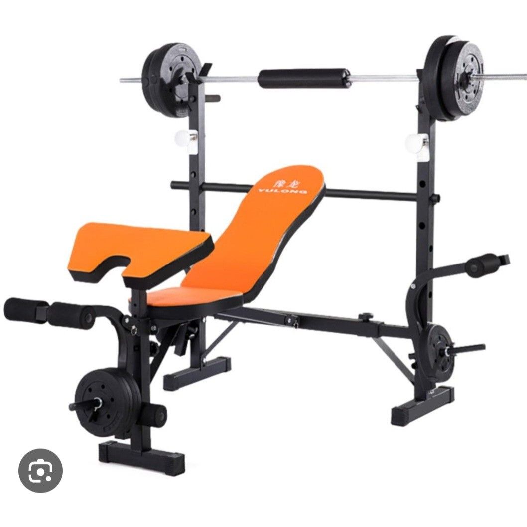 Benchpress with 50kg weight, Sports Equipment, Exercise & Fitness ...