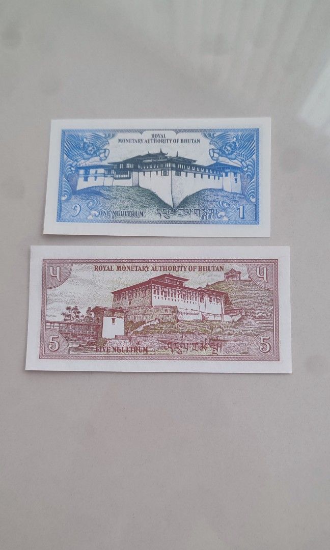 Bhutan 1 & 5 Ngultrum Old Notes., Hobbies & Toys, Collectibles ...