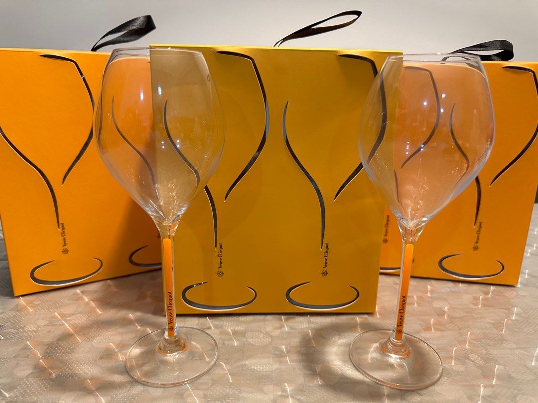BNIB Limited Edition Veuve Clicquot Champagne Flutes, Furniture & Home ...