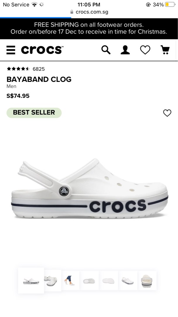 Brand new Crocs White Navy Bayaband Clog, Men's Fashion, Footwear ...