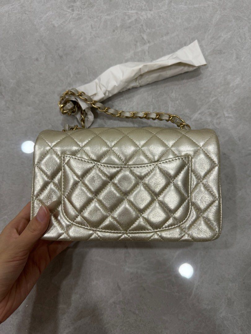 Chanel Mini Rectangle in Gold, Luxury, Bags & Wallets on Carousell