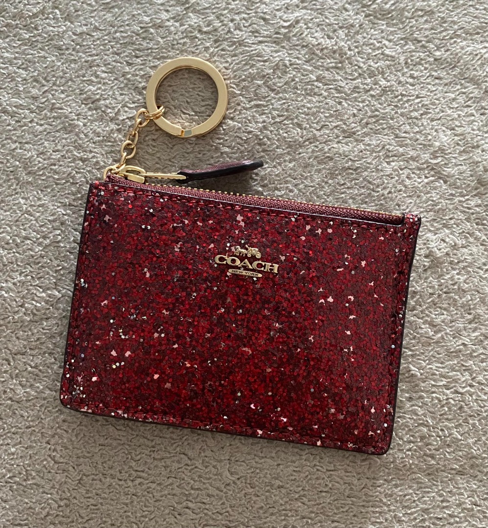 Coach Glitter Red ID Card Coin Keyring Wallet, Luxury, Bags & Wallets ...