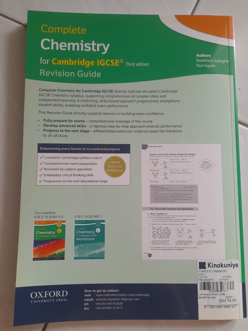 Complete Chemistry for Cambridge IGCSE, Third Edition, Revision Guide ...