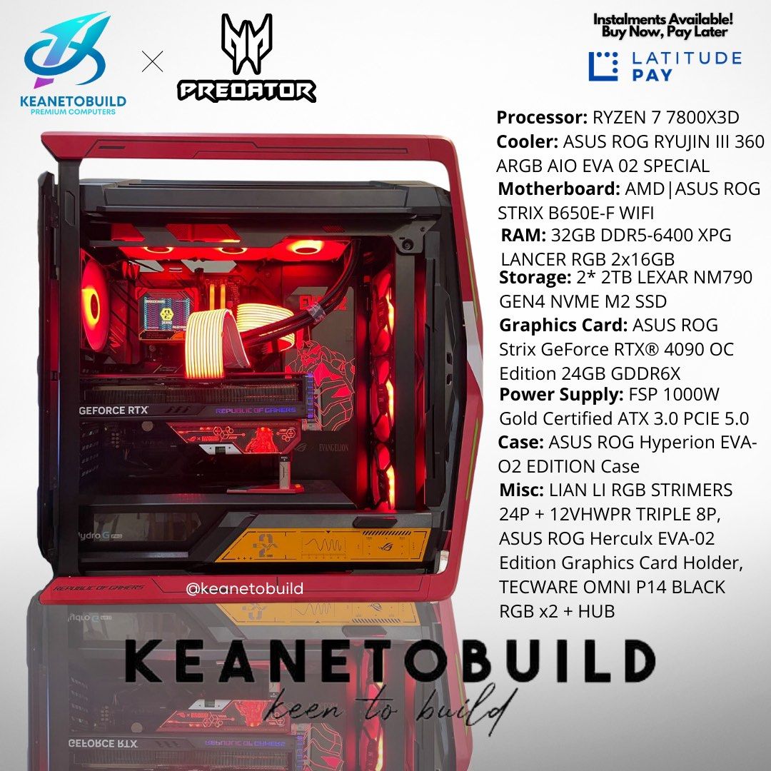 Custom Gaming PC ASUS EVA 02 Premium Build 7800X3D + RTX 4090 ...