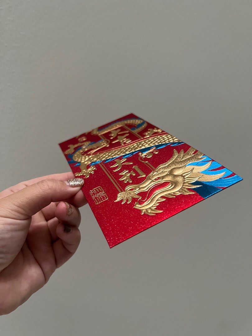 Dragon Red Packets Glittery Red Gold Blue Thick 2024 Ang Bao 17x9cm ...