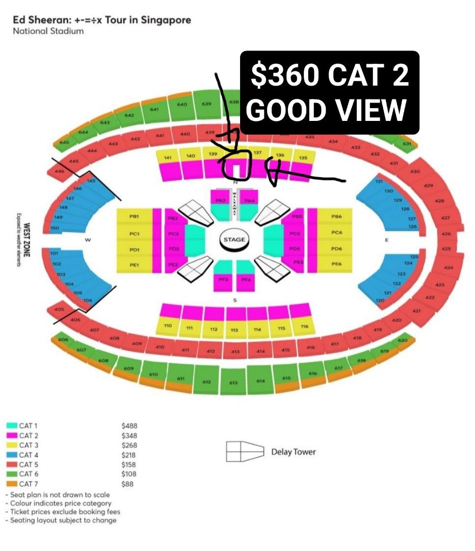 ED SHEERAN CAT 2 X2, Tickets & Vouchers, Event Tickets on Carousell