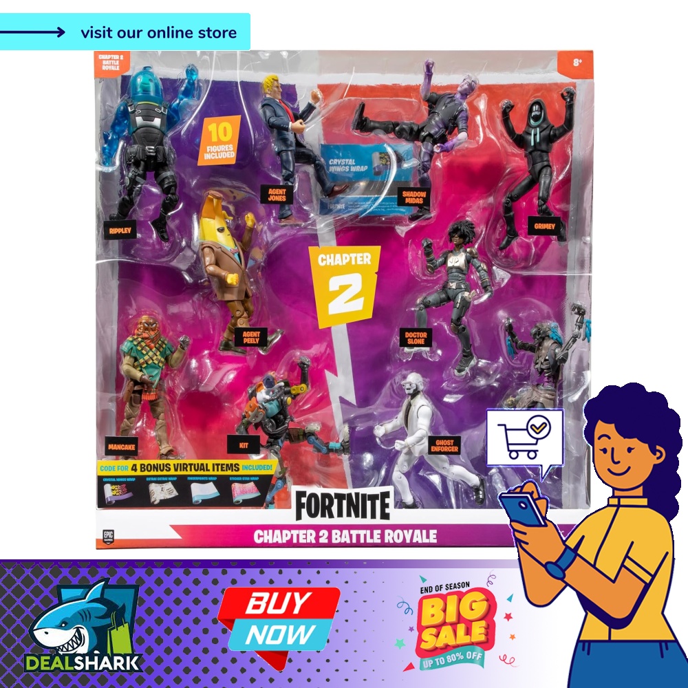 Fortnite Chapter 2 Battle Royale - Ten 4-inch Articulated Figures in ...