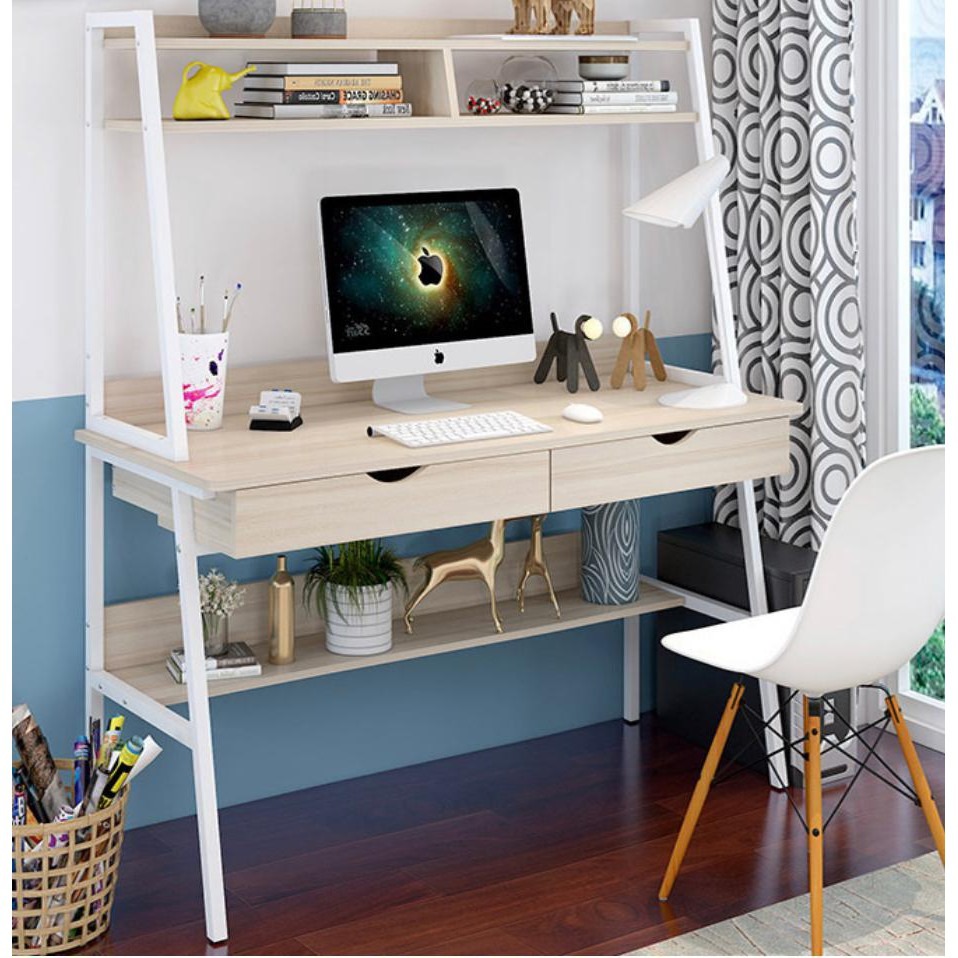 [FREE DELIVERY] Azaria Study Table with Shelves A101 Furniture / BTO ...