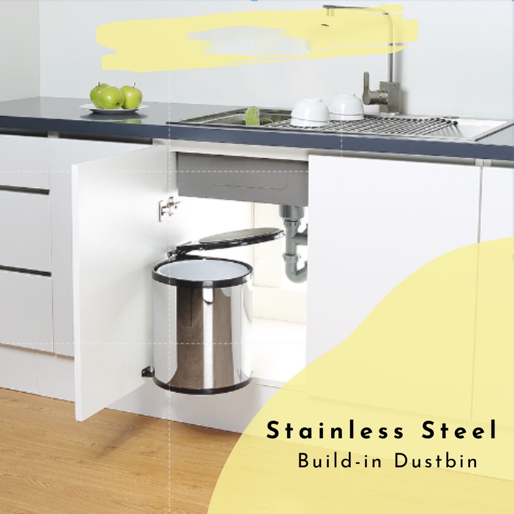 [FREE DELIVERY] Stainless Steel Build-in Dustbin (ANTI-RUST) Furniture ...