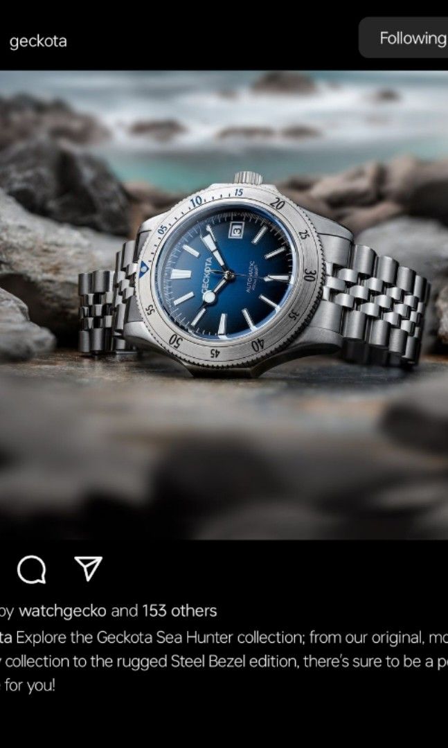 FSOT Geckota Blue Steel Sea Hunter Automatic microbrand watch 200m, Men ...