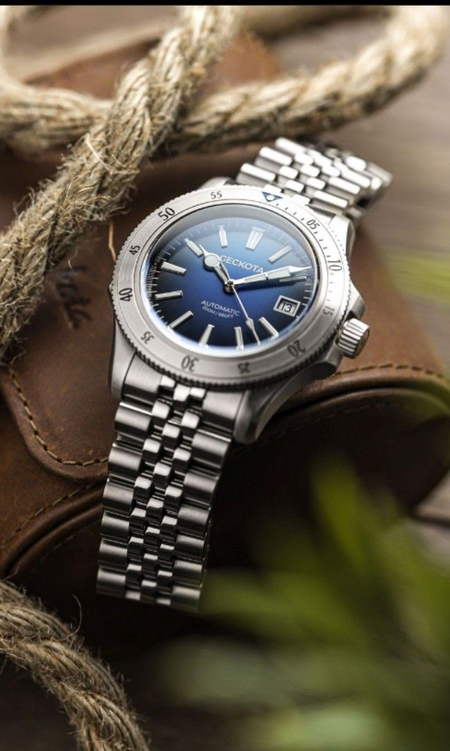 FSOT Geckota Blue Steel Sea Hunter Automatic microbrand watch 200m, Men ...
