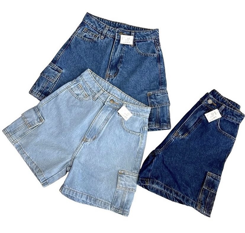 Girl Almighty Light Denim Cargo Jorts, Women's Fashion, Bottoms, Shorts ...