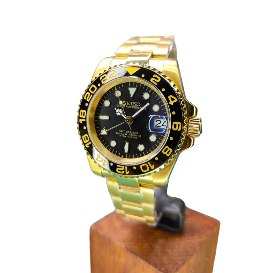 Gmt seiko mod gold, Men's Fashion, Watches & Accessories, Watches on ...
