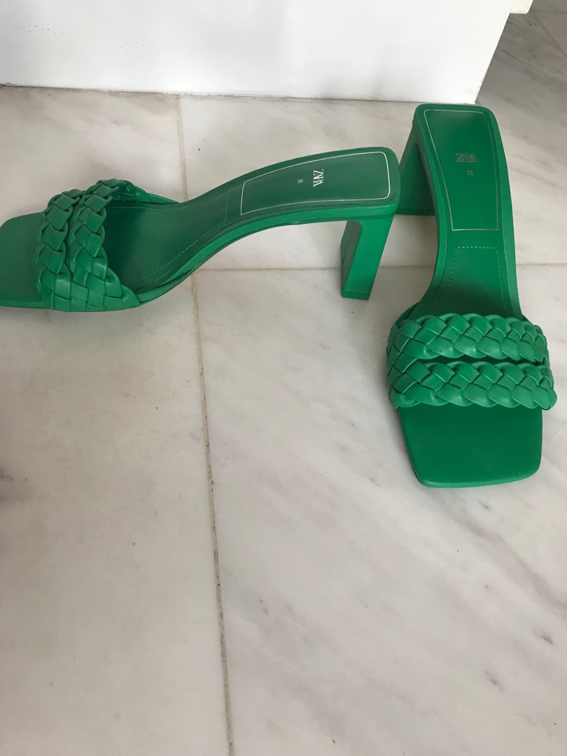 Green mules, Women's Fashion, Footwear, Heels on Carousell