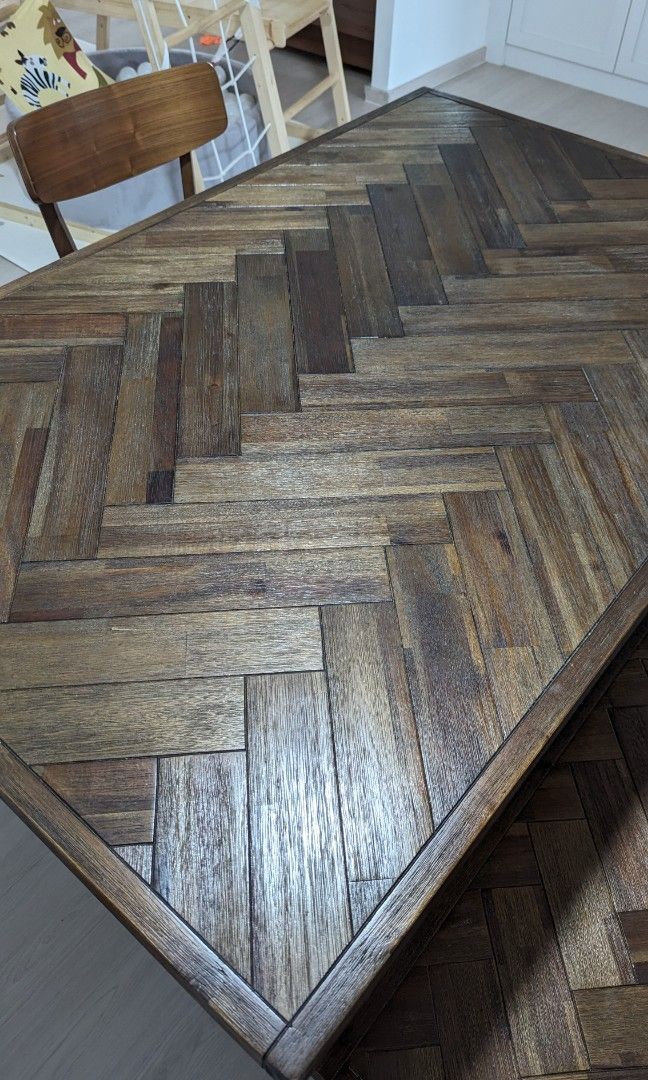 Herringbone dining table set, Furniture & Home Living, Furniture ...