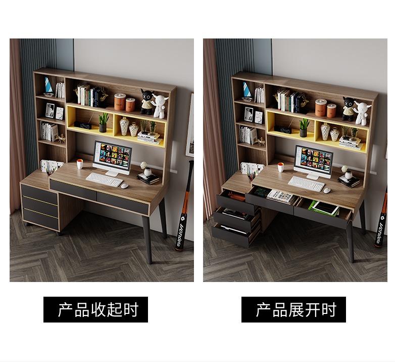 Home utility Desk with bookshelf computer Desk Study Table, Furniture ...