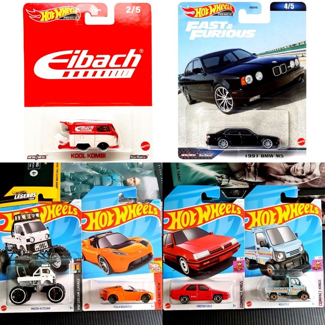 Hot Wheels Premium Fast & Furious 1991 BMW M5, Kool Kombi Eibach, Proton Saga, Mighty K, Legends ...