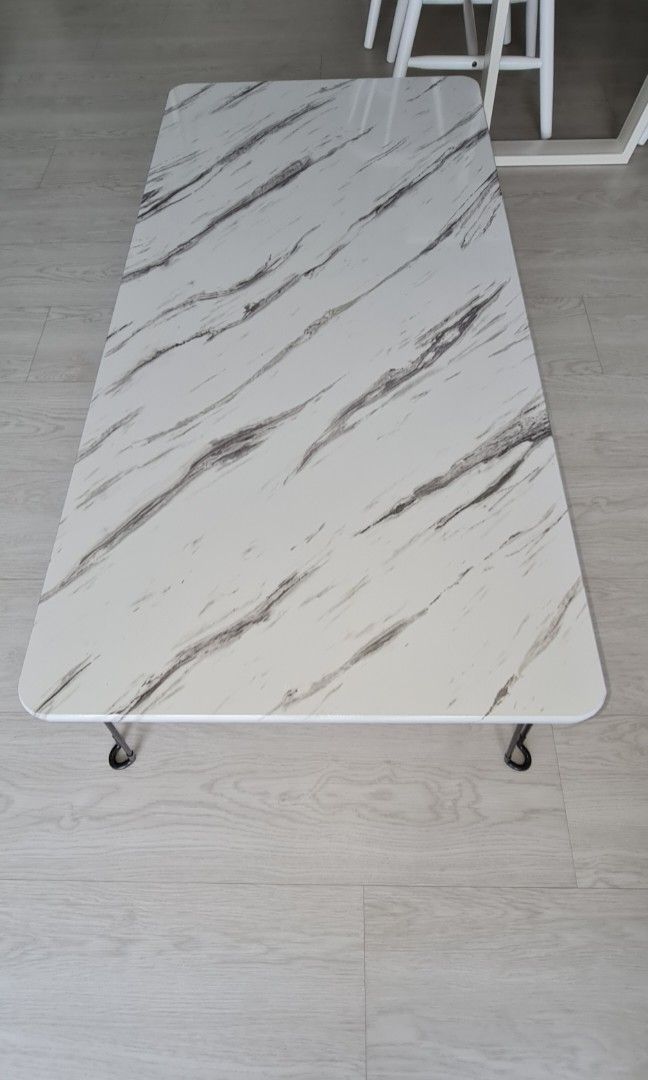 Japanese wood coffee table with marble design, Furniture & Home Living ...