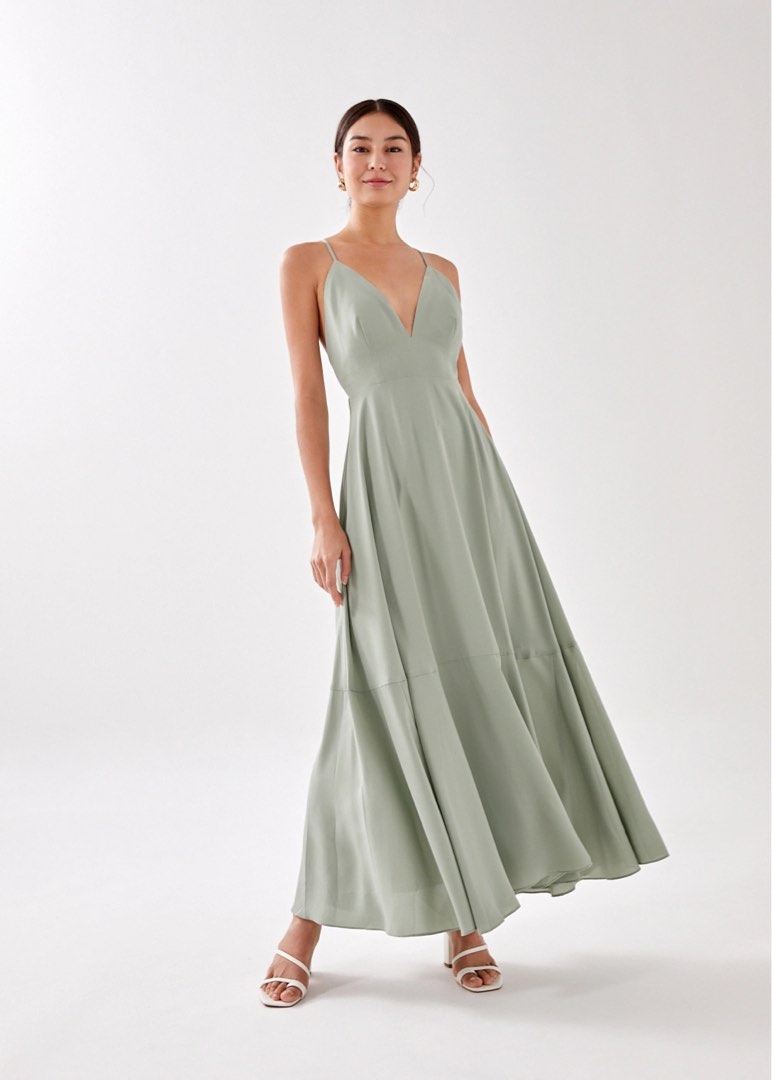 [NEW] Love, Bonito Kaleni Padded Plunge Maxi Dress, Women's Fashion ...