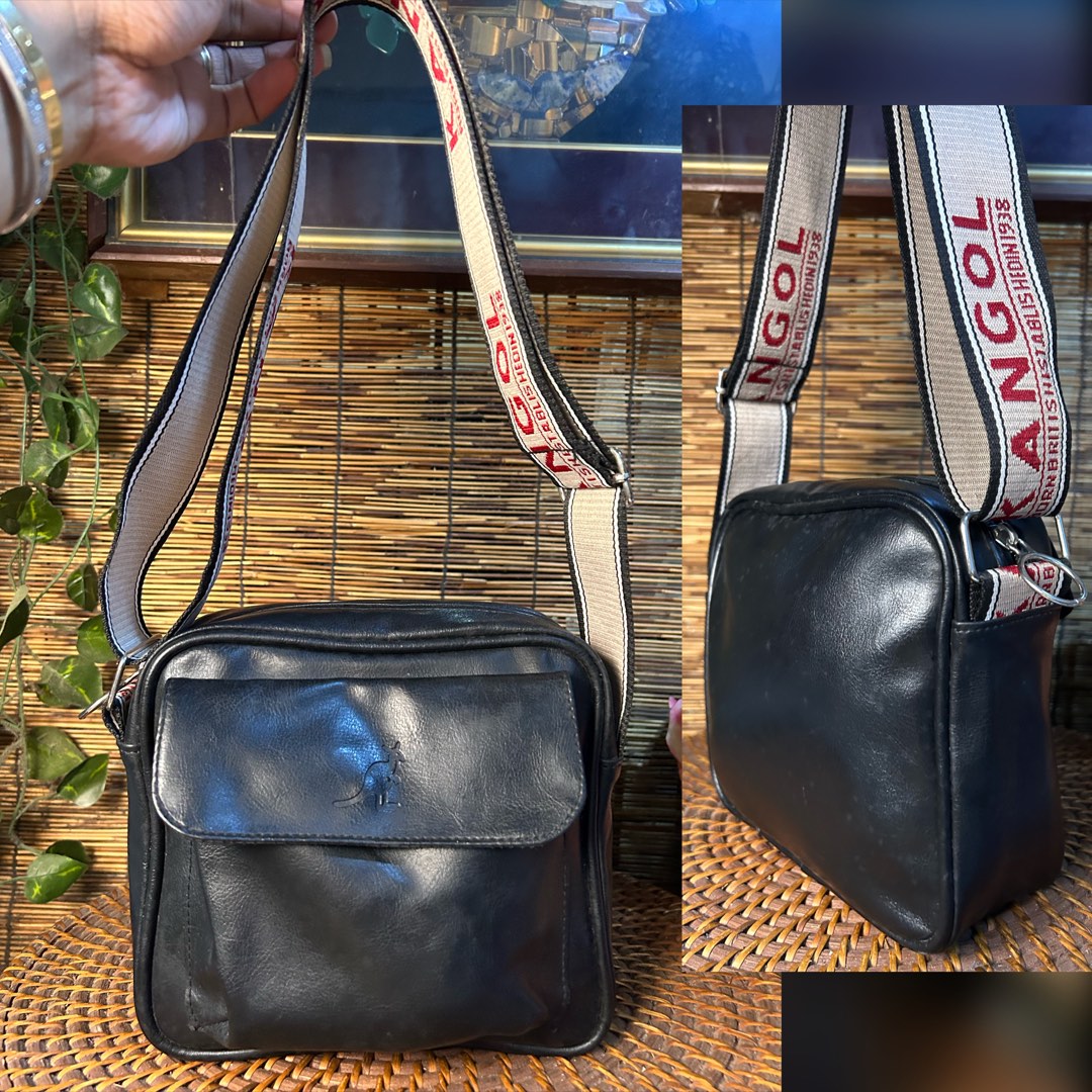 KANGOL Genuine leather Sling bag.,, Luxury, Bags & Wallets on Carousell