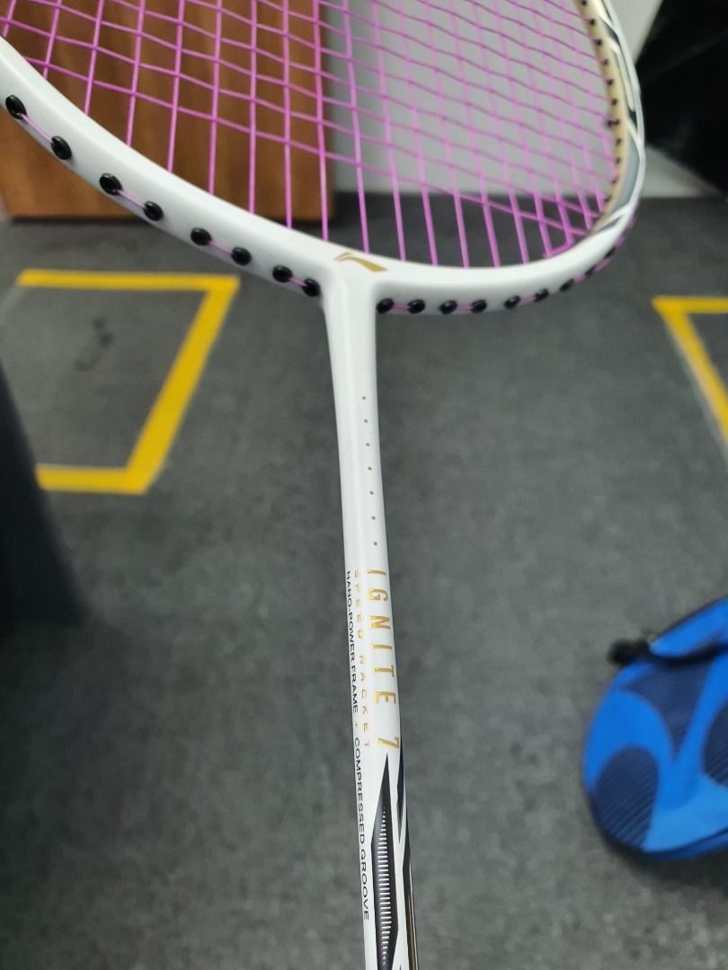 Li Ning Original ( Ignite 7 ) Badminton Racket with Lining String No.1 ...